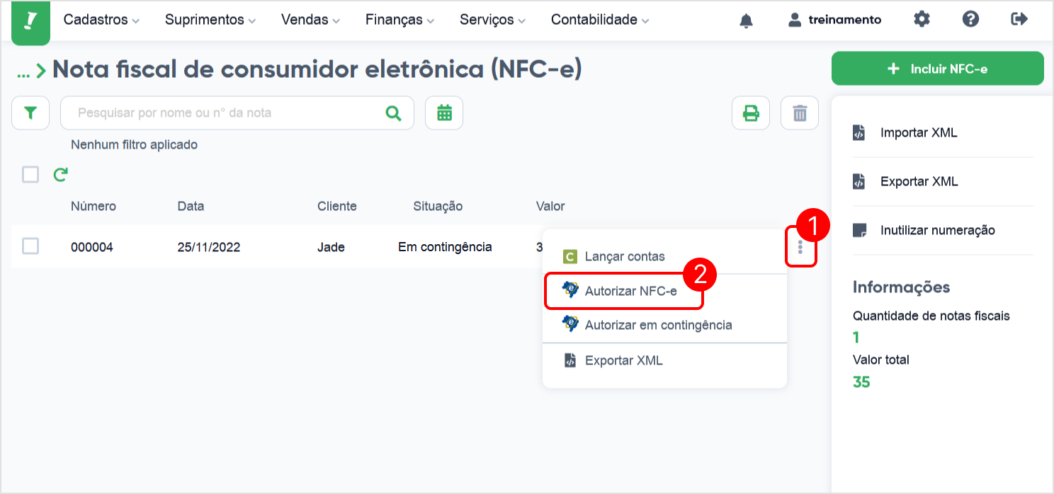 Enviar NFC-e em contingência pelo Frente de Caixa – Bling!