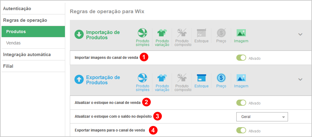 Configuração com a Wix – Bling!