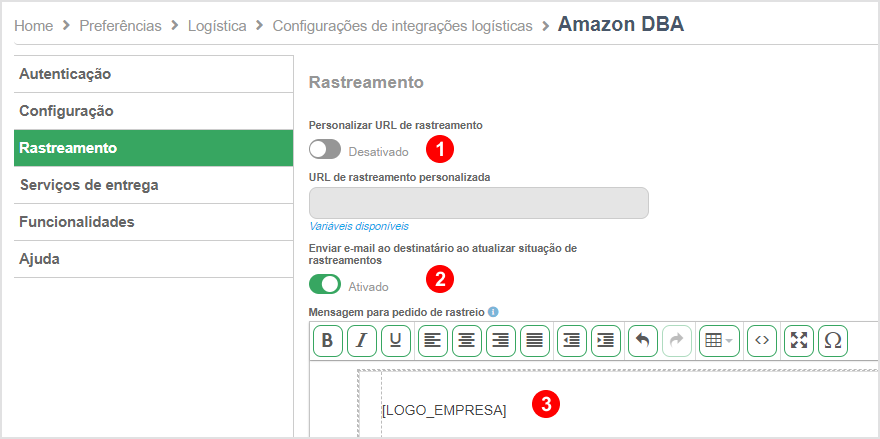 Integração com a Amazon DBA – Bling!